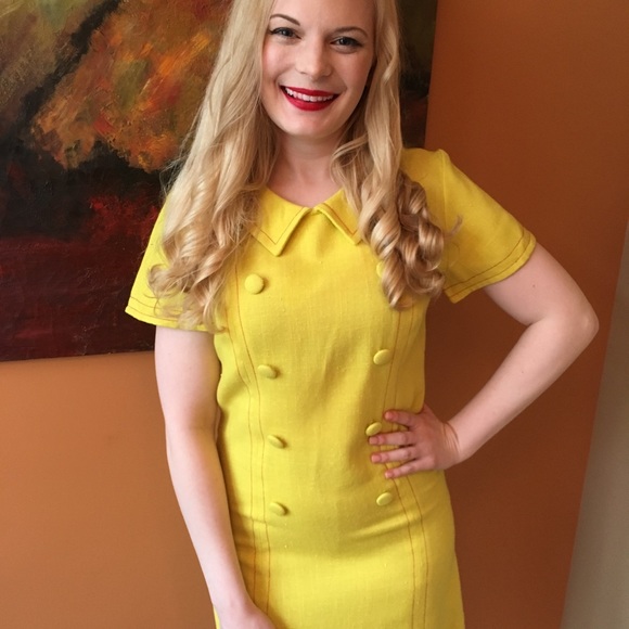 Dresses | Vintage Mod Yellow Linen Dress | Poshmark